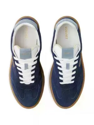 Versace Greca Court Logo Suede Sneakers - Blue