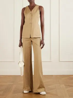 Max Mara Herringbone Cotton Wide-leg Trousers - Brown