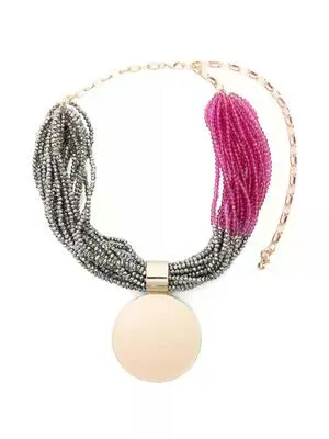 Antonelli Firenze Damian Beaded Pendant Necklace - Grey