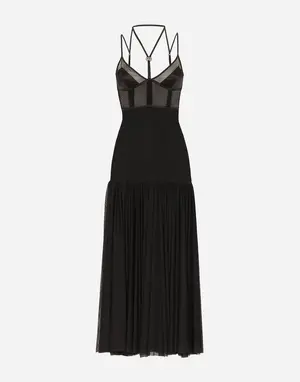 Dolce & Gabbana Stretch Tulle Midi Dress With Dg Logo
