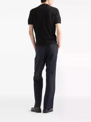 Prada Cotton Crew Neck Sweater With Embroidered Logo