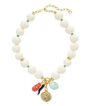 LIZZIE FORTUNATO Blanca Gold-tone, Turquoise, And Agate Beaded Necklace - Multi