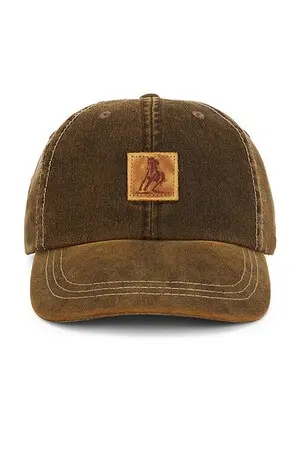 ONE OF THESE DAYS Running Horse Leather Patch Cap