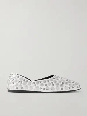 Khaite Jane Studded Leather Flats - White