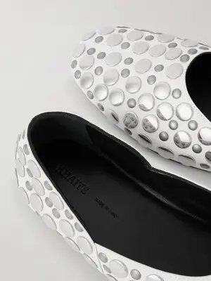 Khaite Jane Studded Leather Flats - White
