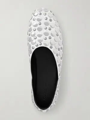 Khaite Jane Studded Leather Flats - White