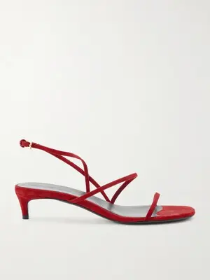 Khaite Loop Suede Sandals - Red