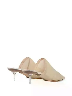 COURREGES Square-toe Kitten Heel Sandals - Neutrals