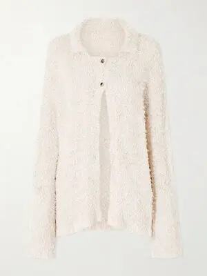 Khaite Jannae Cotton-blend Bouclé Cardigan - Neutrals