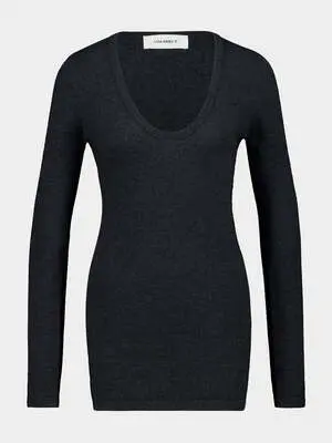 LISA YANG Cotton Cashmere Amalea Sweater - Grey