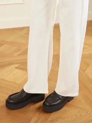 GIANVITO ROSSI Yuna Braided Leather Loafers - Black