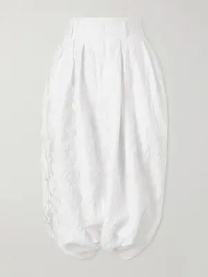 Comme Des Garçons Pleated Jacquard-knit Wide-leg Pants - Neutrals