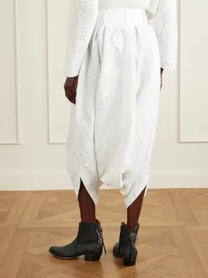 Comme Des Garçons Pleated Jacquard-knit Wide-leg Pants - Neutrals