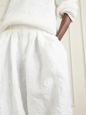 Comme Des Garçons Pleated Jacquard-knit Wide-leg Pants - Neutrals