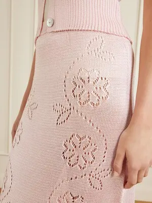 Calle Del Mar Embroidered Knitted Midi Skirt - Pink