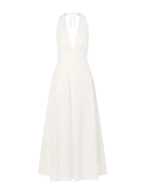 Bernadette Marilyn Organic Cotton-blend Poplin Halterneck Maxi Dress - White