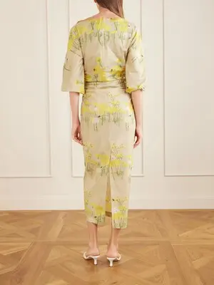Bernadette Ezra Floral-print Midi Dress - Yellow