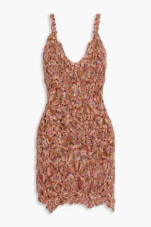 THE ELDER STATESMAN Crocheted Pima Cotton Mini Dress