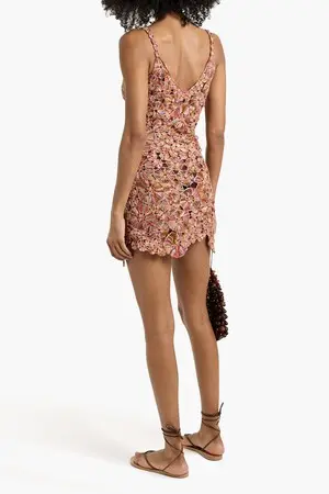 THE ELDER STATESMAN Crocheted Pima Cotton Mini Dress