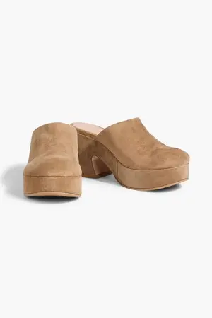 GIANVITO ROSSI Lyss Suede Platform Clogs - Camel