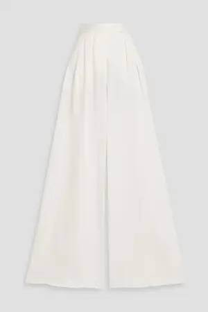 Max Mara Chenzia Pleated Cotton-jacquard Wide-leg Pants - Ecru