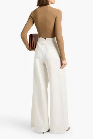 Max Mara Chenzia Pleated Cotton-jacquard Wide-leg Pants
