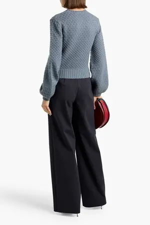 Max Mara Orche Cotton-blend Jersey Wide-leg Pants - Navy