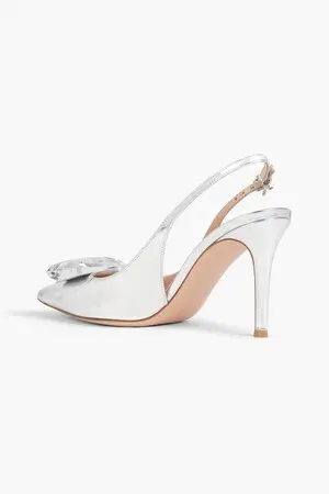 GIANVITO ROSSI Jaipur Embellished Mirrored-leather Slingback Pumps - Silver