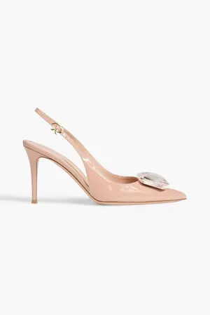 GIANVITO ROSSI Jaipur Crystal-embellished Slingback Pumps - Blush
