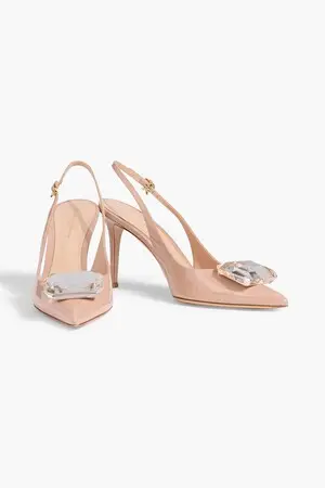 GIANVITO ROSSI Jaipur Crystal-embellished Slingback Pumps - Blush