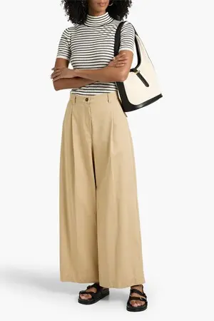 Max Mara Nebbie Pleated Wide-leg Cotton-twill Pants