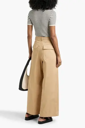 Max Mara Nebbie Pleated Wide-leg Cotton-twill Pants