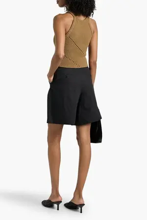 Max Mara Ecuba Pleated Cotton And Linen-blend Shorts
