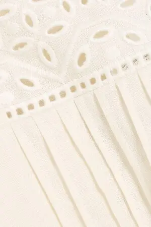 Max Mara Luglio Broderie Anglaise-trimmed Linen Midi Dress - Ecru