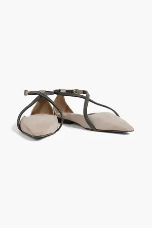 Brunello Cucinelli Bead-embellished Suede Flats