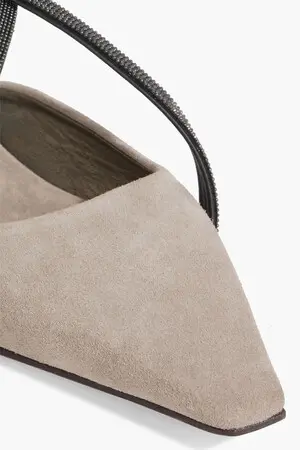 Brunello Cucinelli Bead-embellished Suede Flats