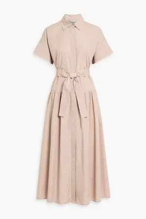 Max Mara Agoraio Belted Cotton-Poplin Midi Shirt Dress Blush