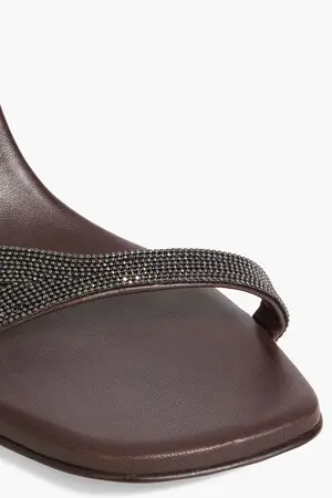 Brunello Cucinelli Leather Bead-embellished Wedge Sandals