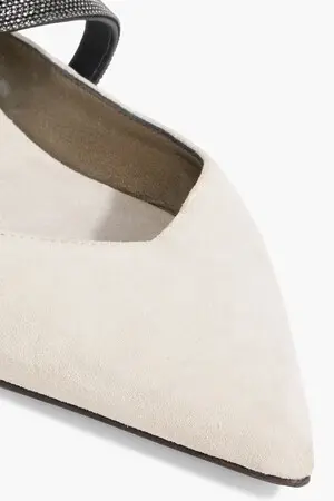 Brunello Cucinelli Bead-embellished Suede Point-toe Flats