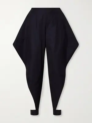 Alaïa Triangle Cotton-gabardine Wide-leg Pants - Blue