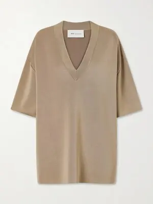 AMI Paris Double-faced Satin-jersey And Wool Sweater