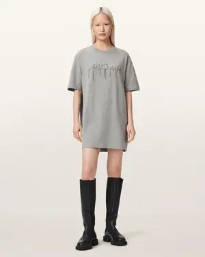 ALLSAINTS Chains Embellished T-shirt Mini Dress - Melange