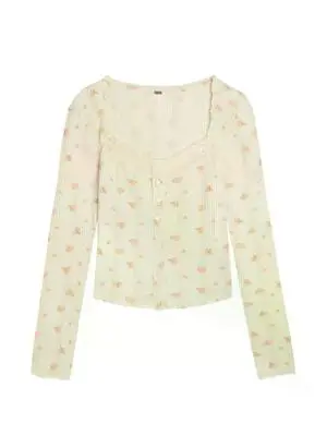 Free People Floral Print Top - Neutrals