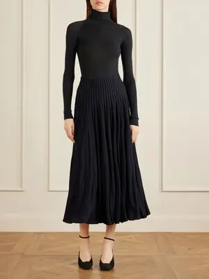 Alaïa Textured Knitted Midi Skirt