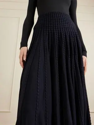 Alaïa Textured Knitted Midi Skirt