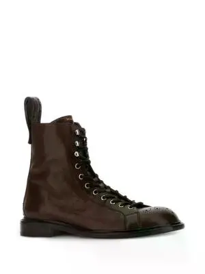 Versace Billy Lace-up Leather Boots - Brown