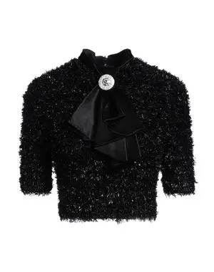 Balmain Short Sleeve Embellished Knit Top