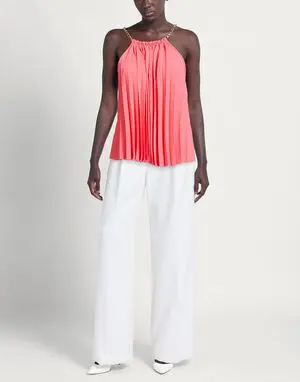 HOPPER Pleated Halter Neck Top With Chain Detail - Red
