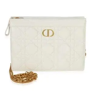 DIOR Christian Dior Cream Cannage Caro Pouch
