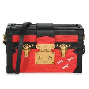 LOUIS VUITTON Black Epi Petite Malle - Red